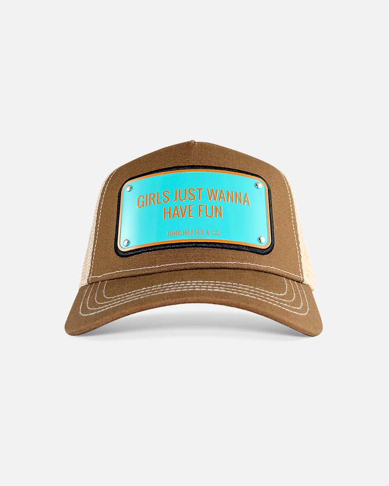 Girls Just Wanna Have Fun Beige Cap - Trucker Hat - John Hatter – John ...
